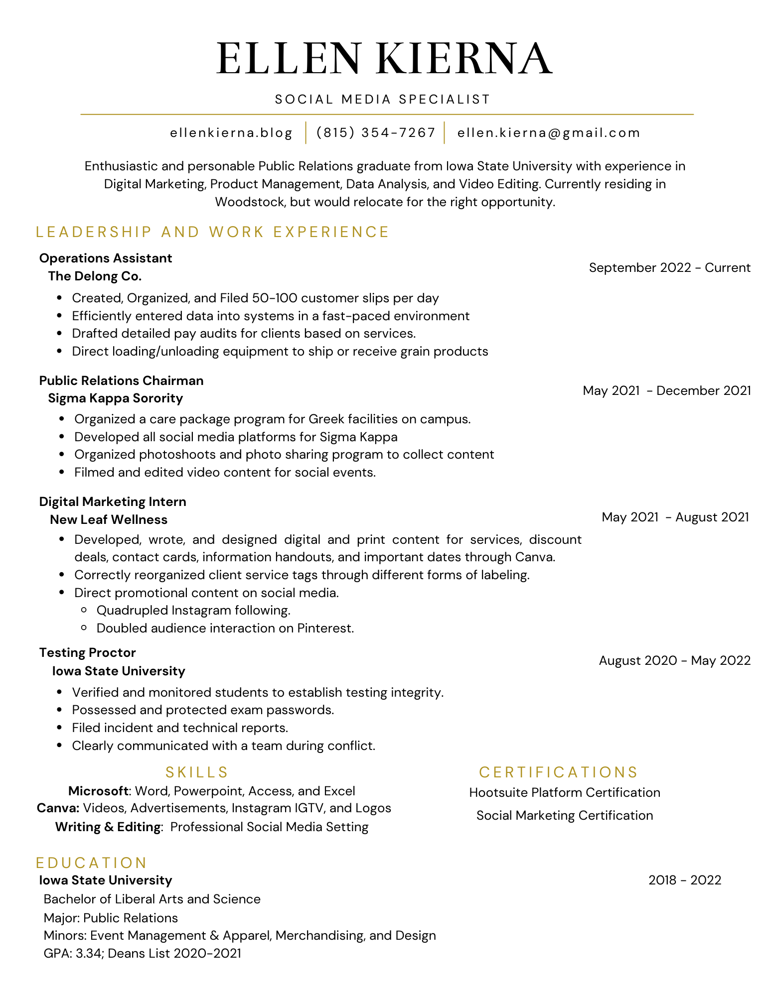 My Resume – Ellen Kierna